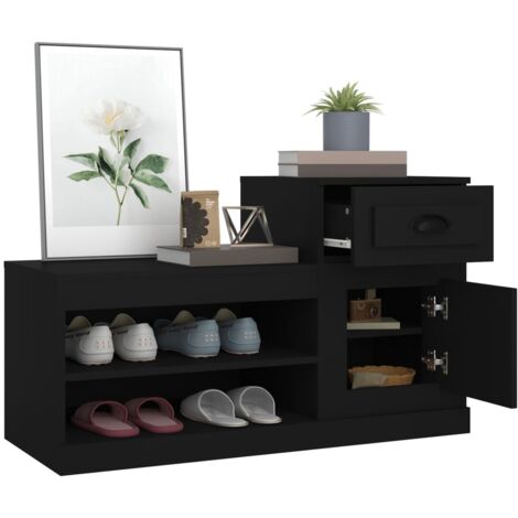 Meuble à chaussures noir design horizontal pour un rangement de hall ...