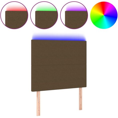 Tête de lit à LED Marron foncé 80x5x118-128 Tissu