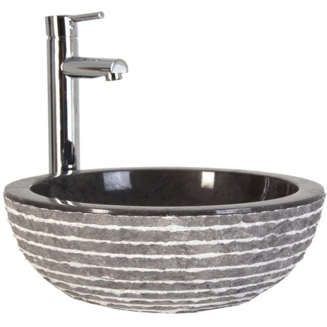 Lavabo vintage marbre noir et blanc Idite