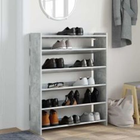 Étagère à chaussures gris béton 80x25x100 bois d'ingénierie
