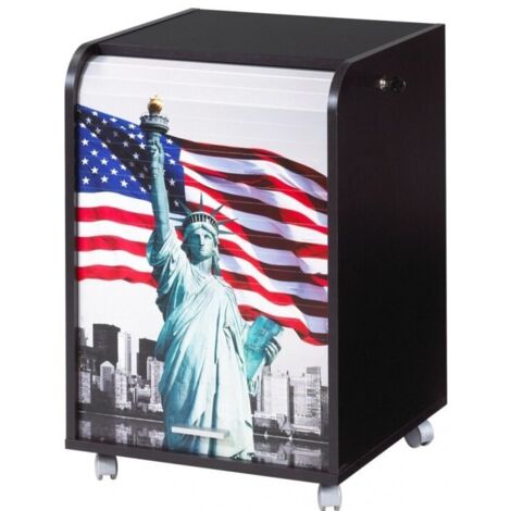 Caisson à rideau sur roulettes 2 tiroirs noir imprimé statue de la ...