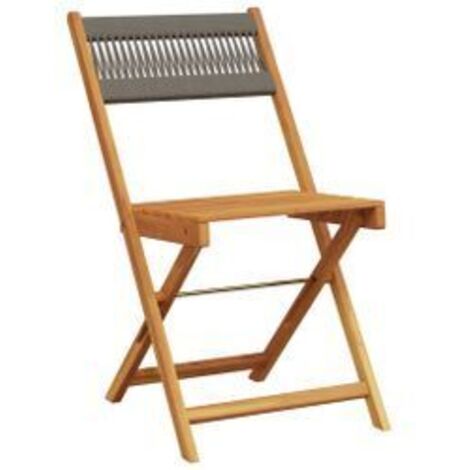 Ensemble de bistro 3 pcs gris polypropylène et bois massif