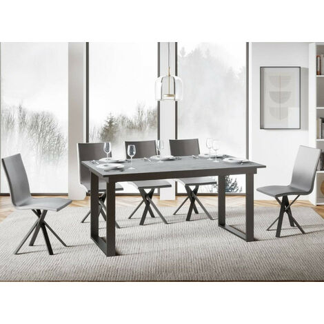 Table rectangulaire extensible 6 à 10 personnes L 160 à 220 cm gris ...