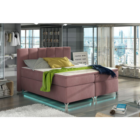 Lit boxspring 140x200 velours rose clair Balfor