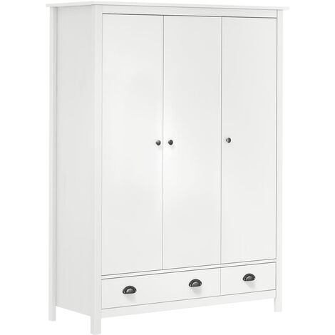 Garde-robe à 3 portes Hill Range Blanc 127x50x170 cm Pin solide 2