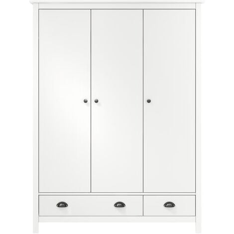 Garde-robe à 3 portes Hill Range Blanc 127x50x170 cm Pin solide 2