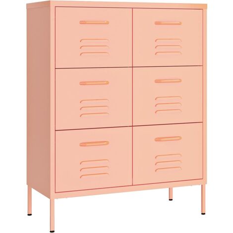 Armoire à tiroirs Rose 80x35x101,5 Acier
