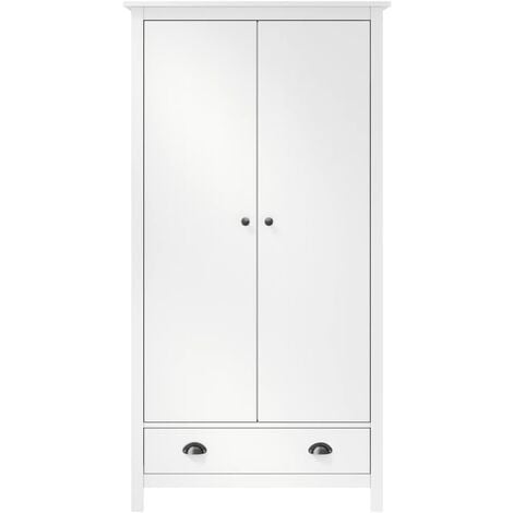 Garde-robe à 2 portes Hill Range Blanc 89x50x170 cm Pin solide