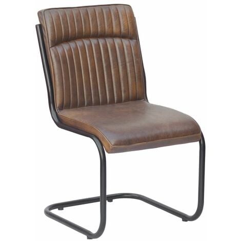 IRON LABEL 03 Sedia cantilever in vera pelle - marrone 52x62x89