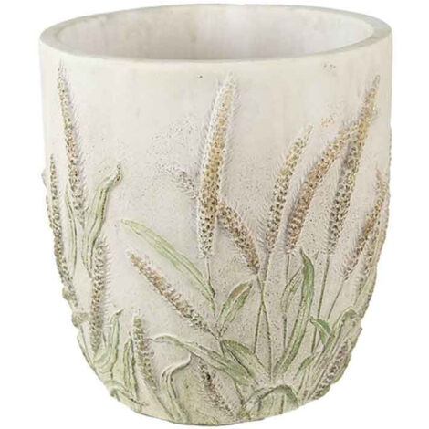Pot de fleurs pierre tiges de blé beige vert 20x20cm