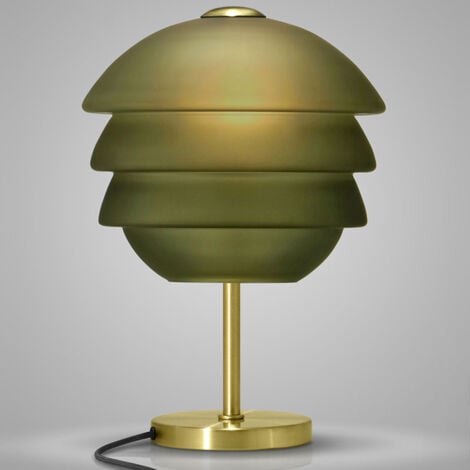 Lampe Athena verte métal verre 29x29x42cm