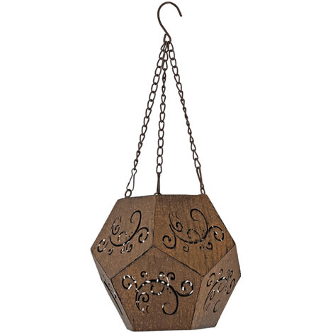 Photophore à suspendre rouille 44x19x19cm