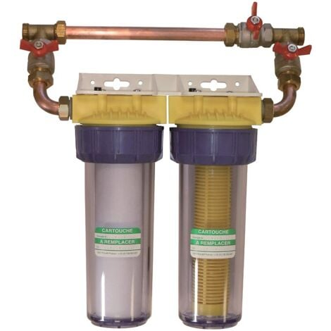 Double filtre 3/4'' BYPASS anti-calcaire avec équerre et cartouche ...
