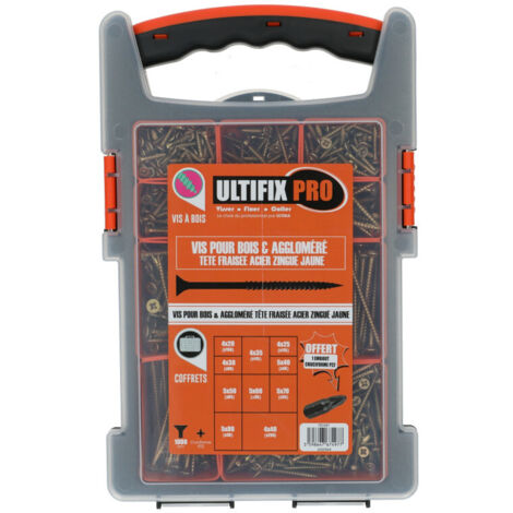 Ultima Visser Fixer Coller Coffret de 1000 Vis Jaunes