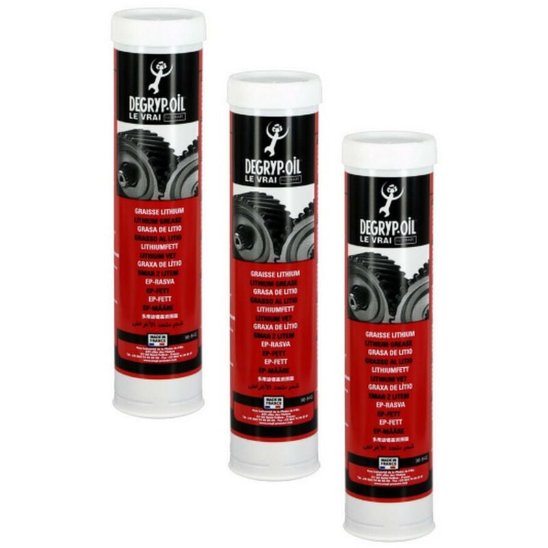 Lot de 3 cartouches de graisse au lithium - multiusages pro 400g