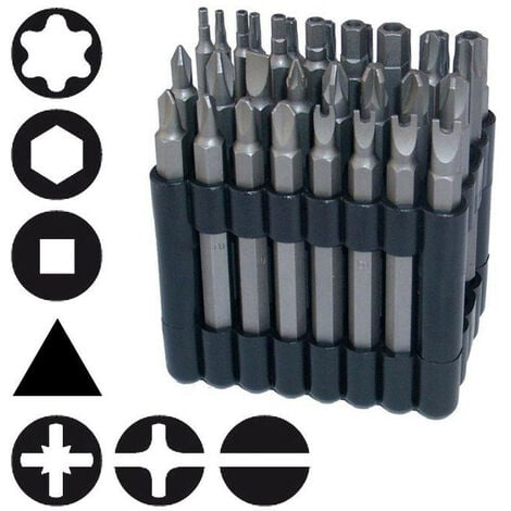 Assortiment de 32 embouts longs adaptes aux vis de securite pour visseuse
