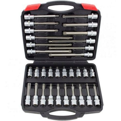 Jeu de 32 douilles embouts 1/2 torx t20 à t70 de 55mm, 100mm, 140mm, 200mm