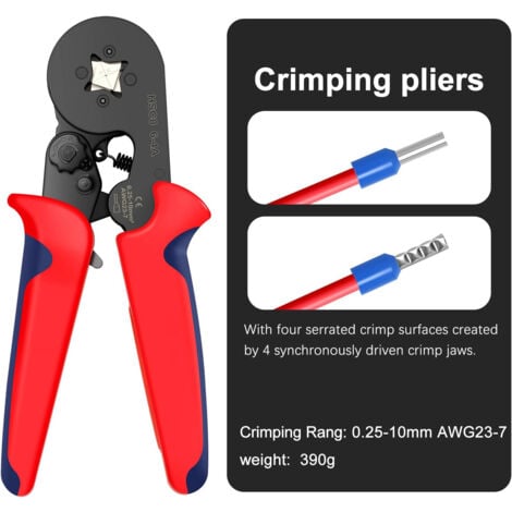 Pince à Sertir Outil de Sertissage Kit AWG23-7/0.25-10mm² avec 1200 Cosses de Câbles Isolées à ...