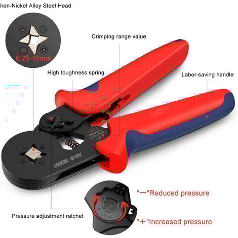 Pince à Sertir Outil de Sertissage Kit AWG23-7/0.25-10mm² avec 1200 Cosses de Câbles Isolées à ...