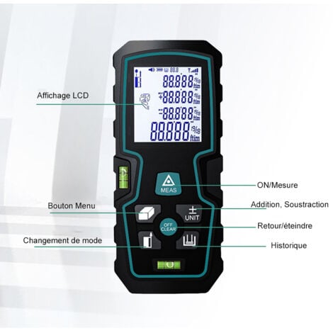 Télémètre Laser Mètre Laser 50M Numérique avec 2 Niveaux à Bulle ...