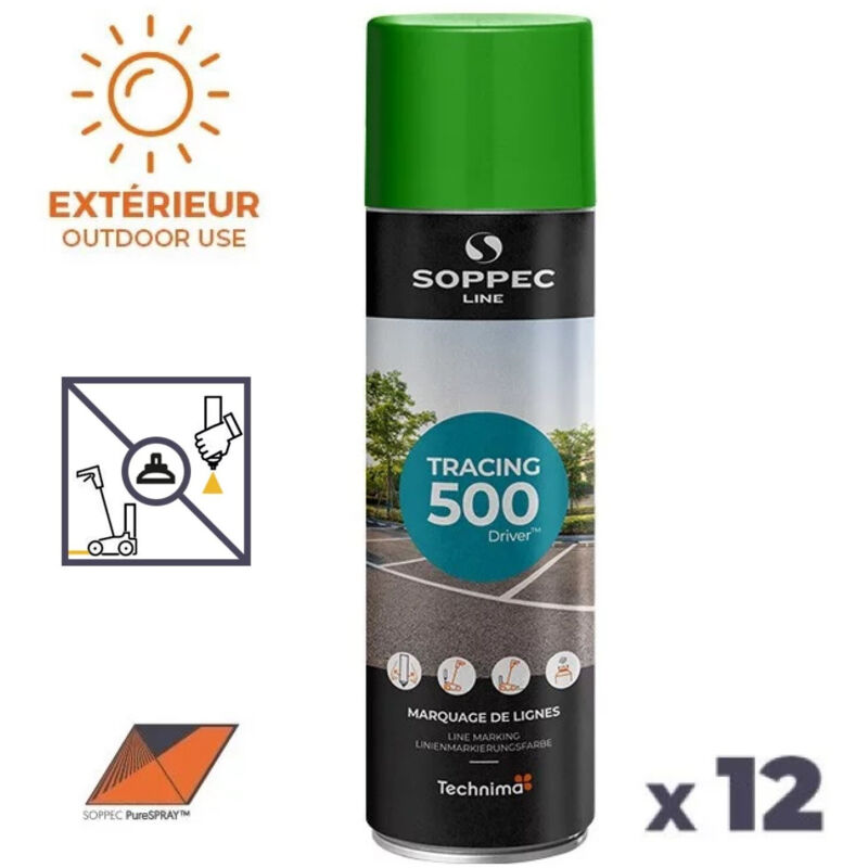 Traceur SOPPEC 1515050 vert - Tracing peinture aérosol – vert – 500 ml