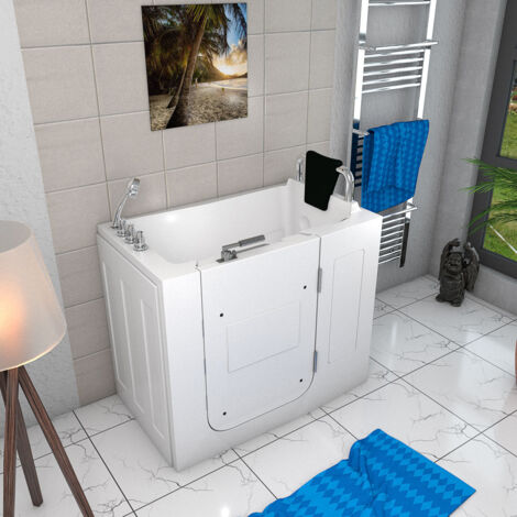 Sitzbadewanne Senioren Wanne Sitzwanne mit Tür S08-TH-B-R 110x68cm
