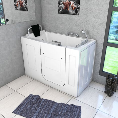 Sitzwanne Whirlpool Badewanne mit Tür S07WP-TH-A-L 140x76cm