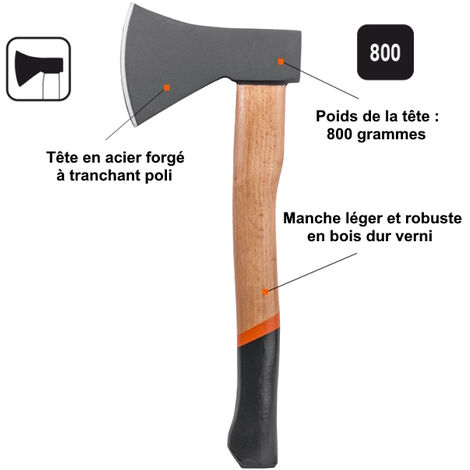Accetta, manico in legno