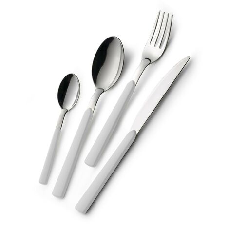 GLOUPIE Set 24 Posate Loft Bianco Per 6 Persone in Acciaio Inox e ...