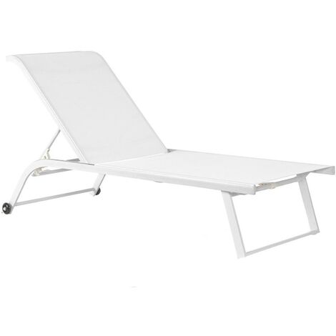 KLULK Lettino Prendisole In Alluminio Bianco,Con ruote, Rivestito In ...