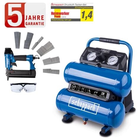 Scheppach Kompressor HC10-Twin ölfrei 8bar 750W Doppeltank +Klammer ...