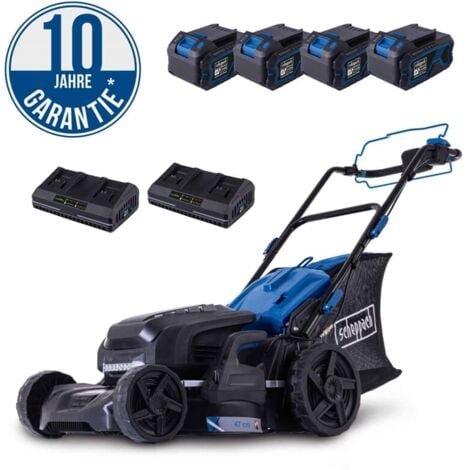 Scheppach 20V Akku Rasenmäher BC-MP470-X-SET XL2x2 & 4x20V4 Ah Akku Doppellader