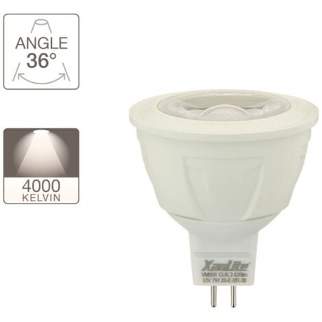 Xanlite - Ampoule LED spot, culot GU5.3, 7W cons. (50W éq.), angle focalisé, lumière blanche ...