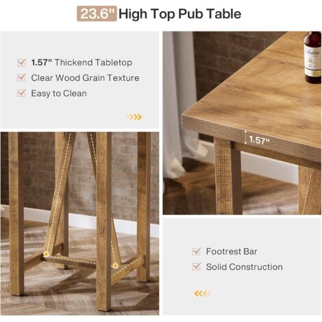 Tribesigns Table de bar, table haute de comptoir de 100 cm pour ...