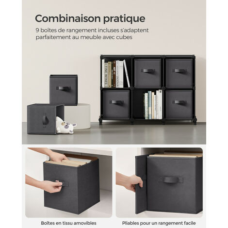 Étagère à vêtements modulable 9 cubes SONGMICS gain de place grise ...