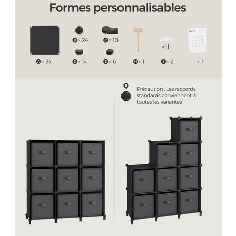 Étagère à vêtements modulable 9 cubes SONGMICS gain de place grise ...
