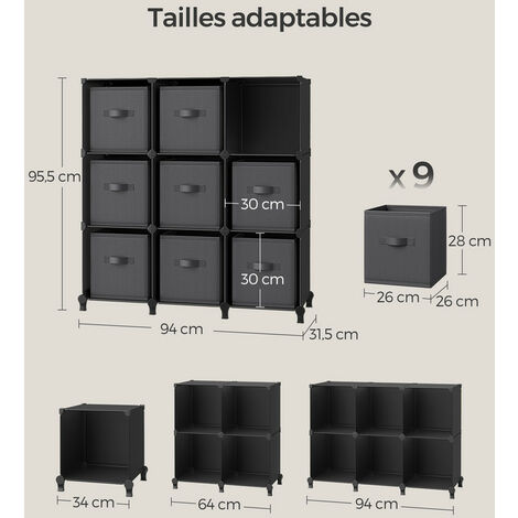 Étagère à vêtements modulable 9 cubes SONGMICS gain de place grise ...