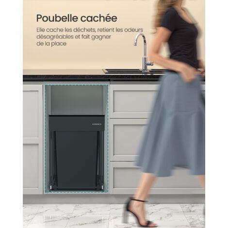 Poubelle de Tri Sélectif, Poubelle de Cuisine Extractible Coulissante, 2 Seaux de 20 L ...