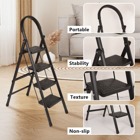 Escabeau, Échelle Pliante 4 Marches, Escabeau Portable , Étagère de ...