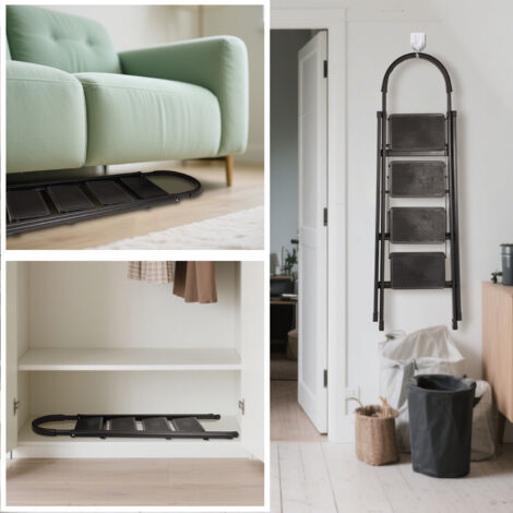 Escabeau, Échelle Pliante 4 Marches, Escabeau Portable , Étagère de ...