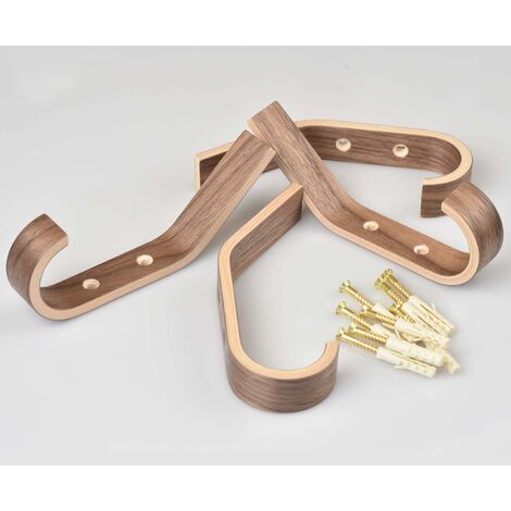 NORCKS Crochets muraux modernes en bois Ensemble de 4 Porte-chapeau ...