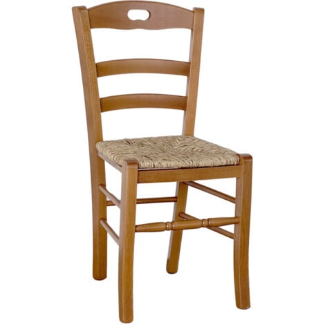 Chaise de salle à manger Loris en bois fini noyer clair avec assise en ...