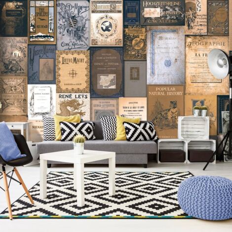 Papier peint intissé Literary Mosaic 150x105 cm impression HD mate ...