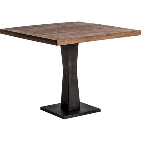 Table Bugle élégant en bois exotique et fer - Noir charbon et bois ...