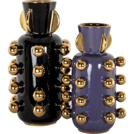 Vase décoratif violet accents dorés style contemporain - Violet intense ...