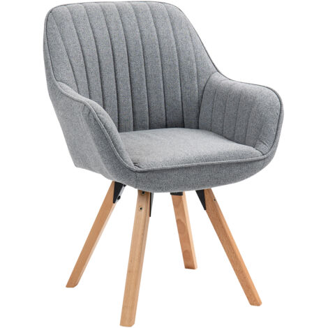 MEUBLES COSY Silla de comedor giratoria escandinava CARSON en tela gris