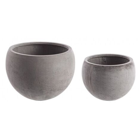 Set 2 PortaVaso Cement Grigio in Argilla Colorata per uso esterno. -Sfera