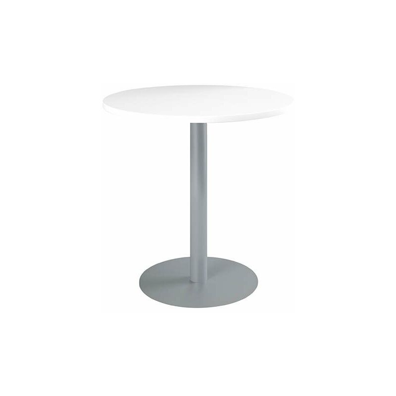 Table ronde 80 cm plateau blanc piètement colonne aluminium Essens ...