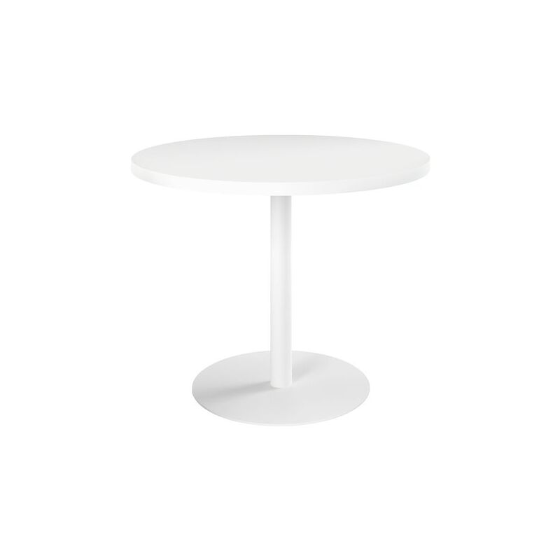 Table ronde 100 cm plateau blanc piètement colonne blanc Essens - Maxiburo