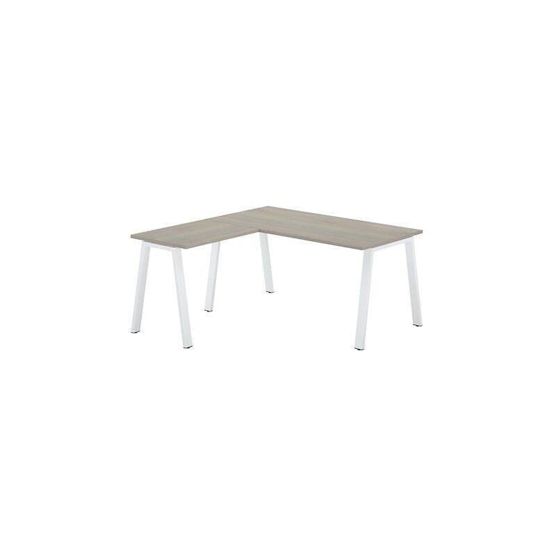 Bureau d'angle chêne gris avec retour simple L 160 x P 160 piètement ...